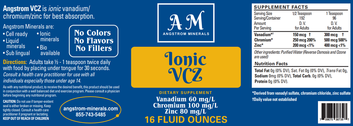 Liquid VCZ Supplement for Blood Sugar Control by Angstrom Minerals